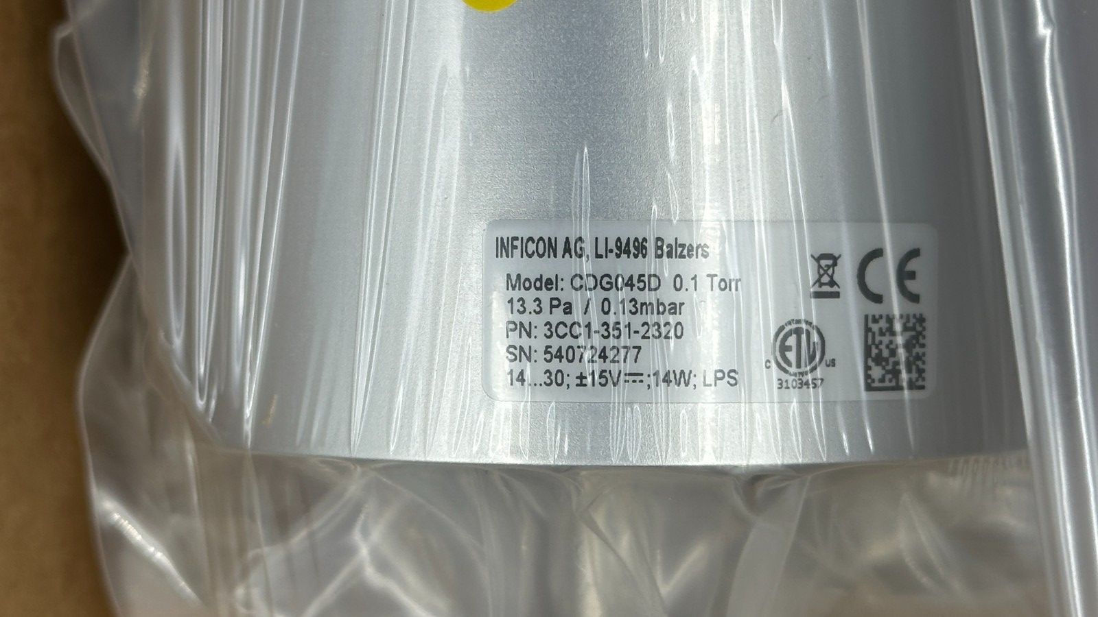 Inficon SKY CDG045D Capacitance Manometer, 0.1Torr, 16-KF, P-Bus, 3CC1 ...