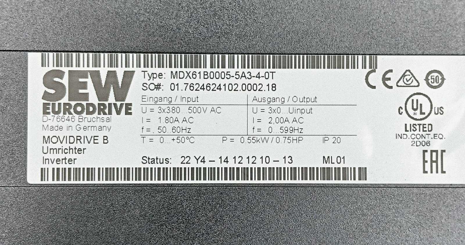 SEW Eurodrive MDX61B0005-5A3-0T Movidrive Servo Drive – Novus Ferro Pte Ltd