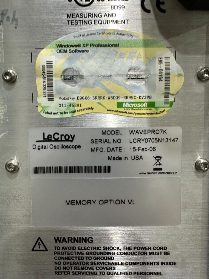 LeCroy WavePro 7300A Oscilloscope Opt DDM2 JLITE, -VL GPIB1 – Novus ...