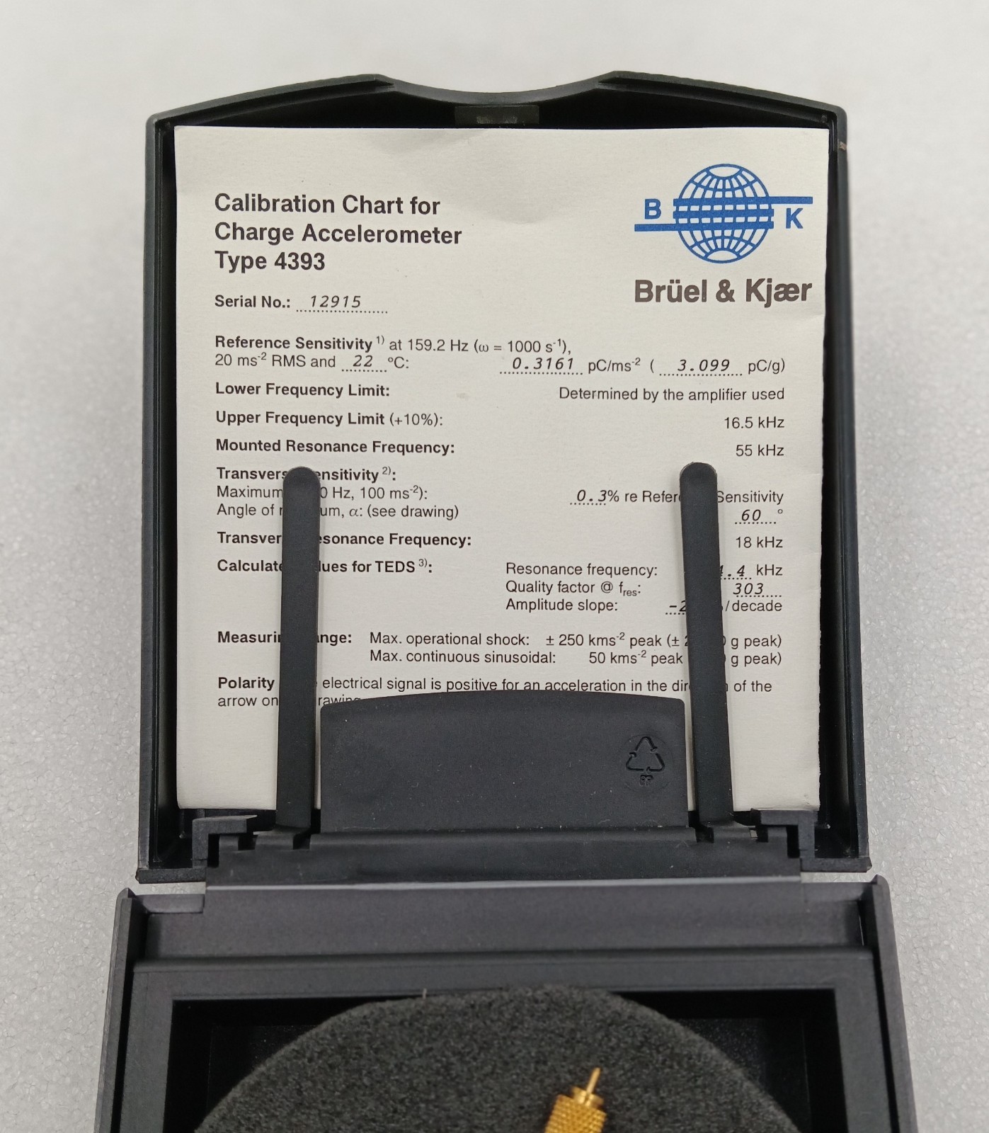 Bruel & Kjaer 4393 Charge Accelerometer – Novus Ferro Pte Ltd