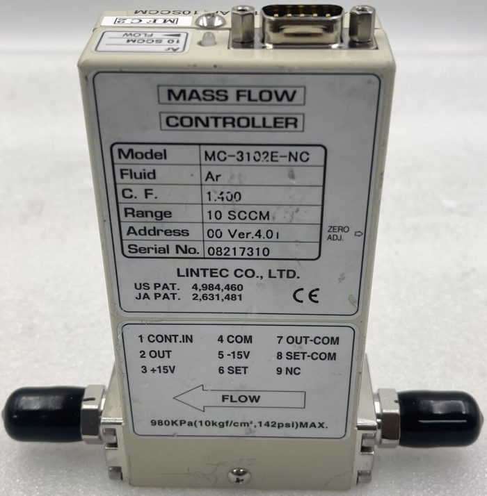 Lintec MC-3000E Mass Flow Controller 10SCCM AR – Novus Ferro Pte Ltd