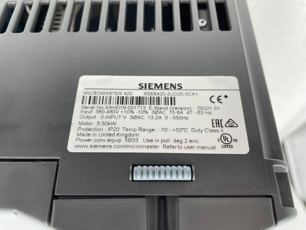 Siemens 6SE6420-2UD25-5CA1 Micromaster 420 AC Inverter Drive – Novus ...