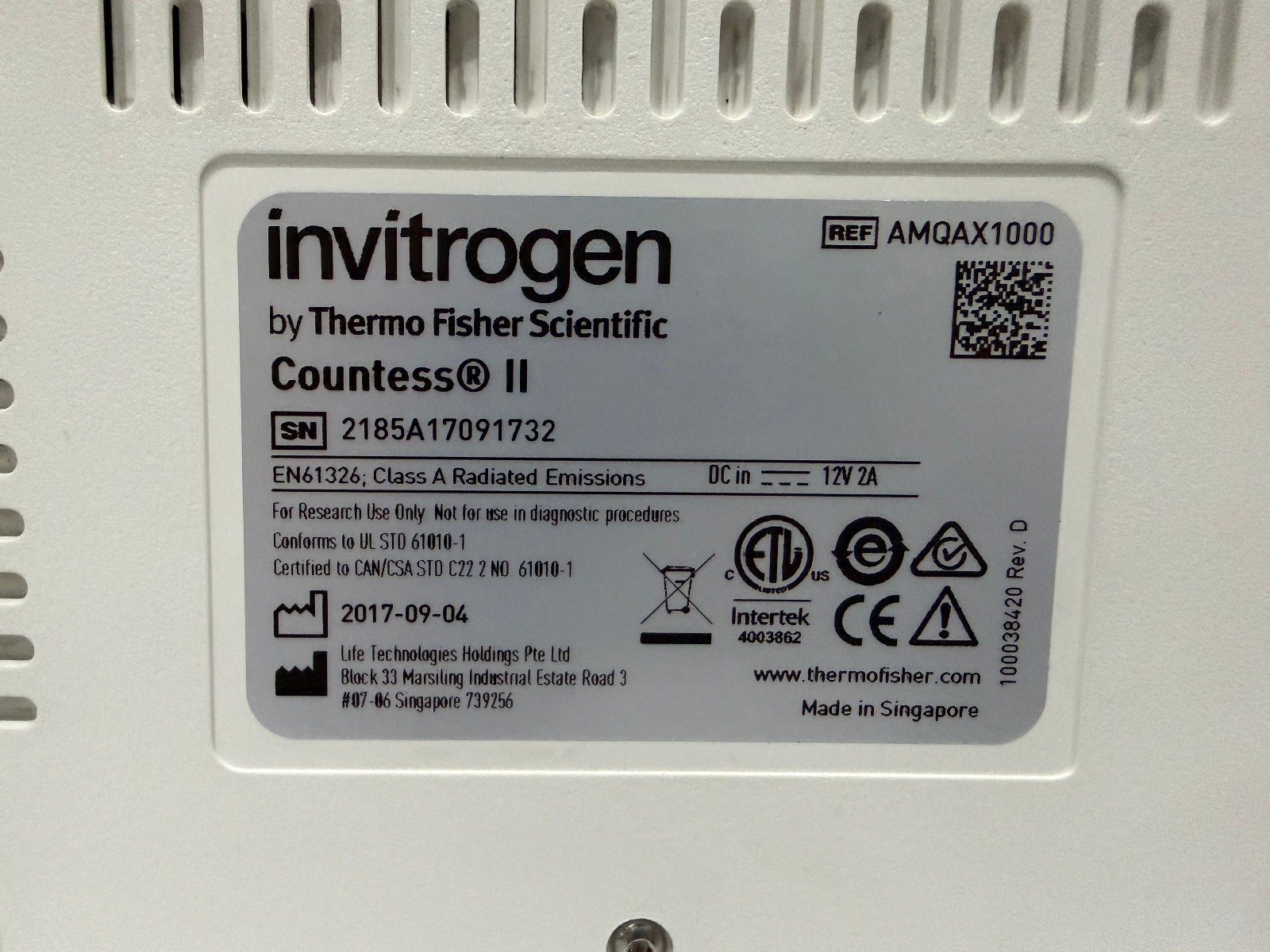 Thermo Fisher Scientific Invitrogen Countess II Automated Benchtop Cell ...
